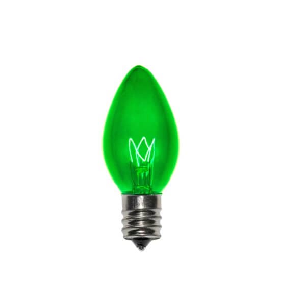 C7 Incandescent Transparent Green Bulbs - Creative Displays