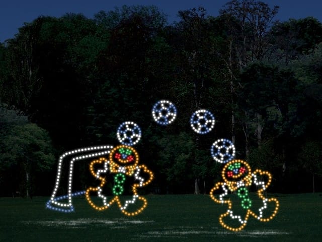 11' Gingerbread Soccer Boys Holiday Light Display