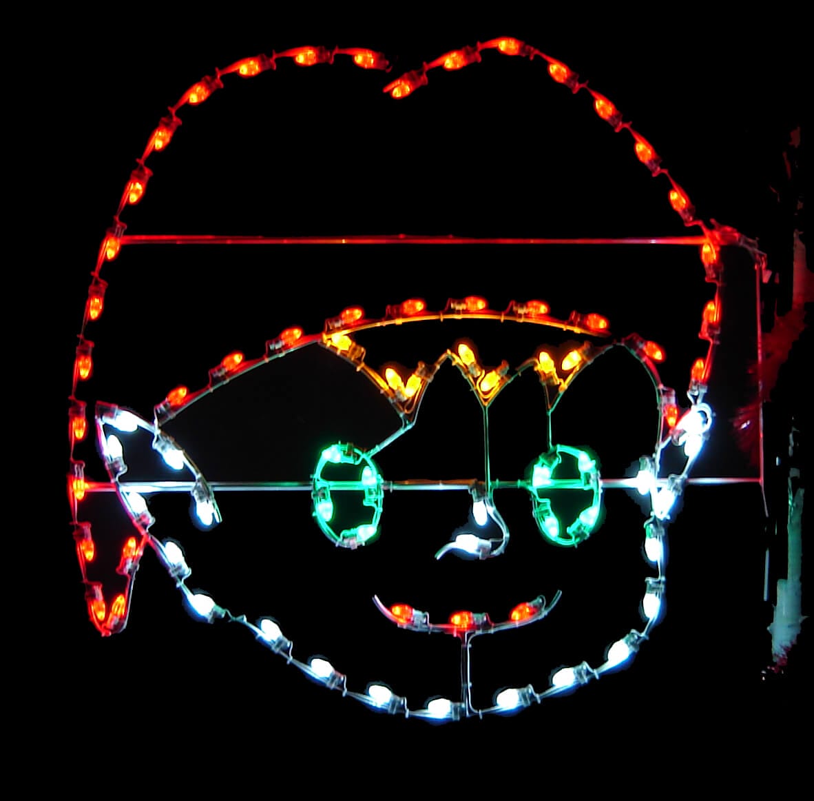 4' Elf Face Pole Mount Holiday Light Display