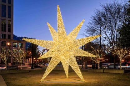 Large Shining Dimensional Star Display for Commercial Spaces