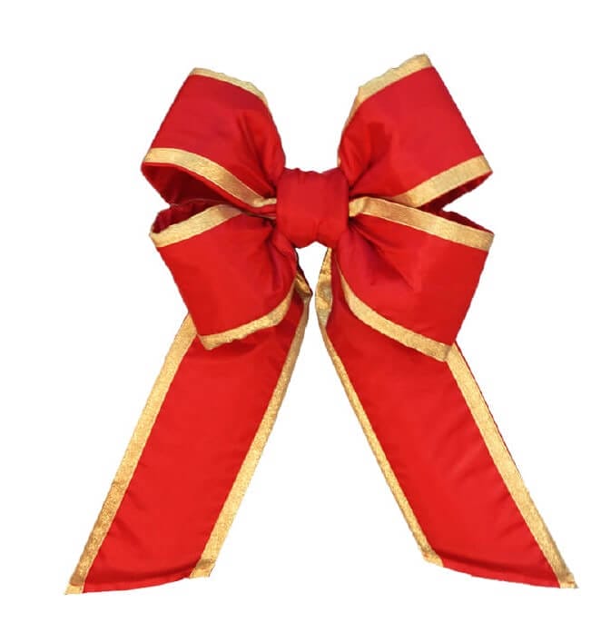 12" CANADA RED WITH GOLD TRIM NYLON CHRISTMAS BOW