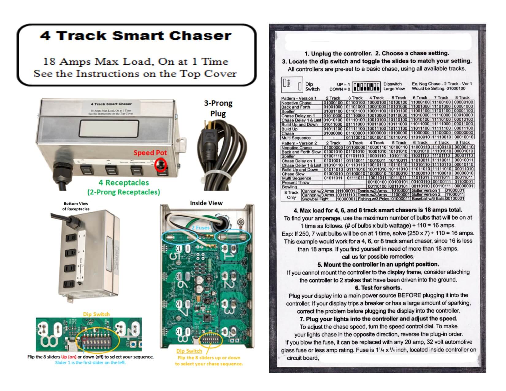 4 TRACK SMART CHASER LIGHT ANIMATION CONTROLLER
