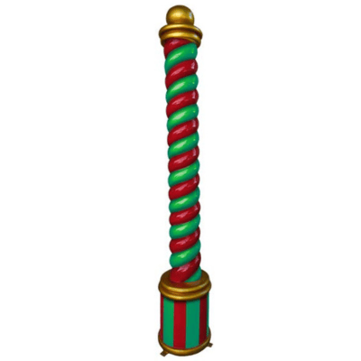 8' Red and Green Candy Cane Pillar - Creative Displays