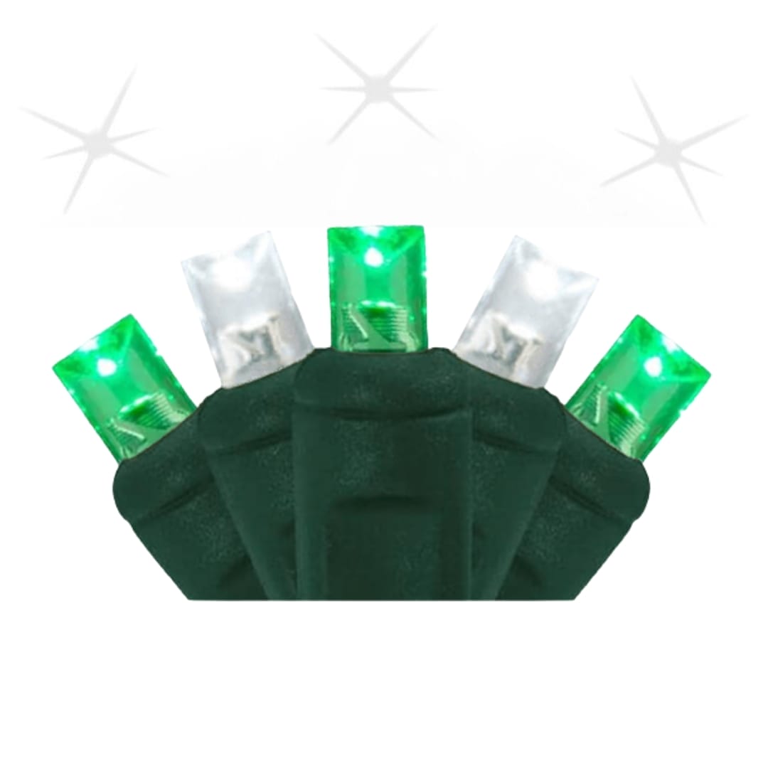 5MM 50 Light LED Green and Pure White Strobe Light Strings