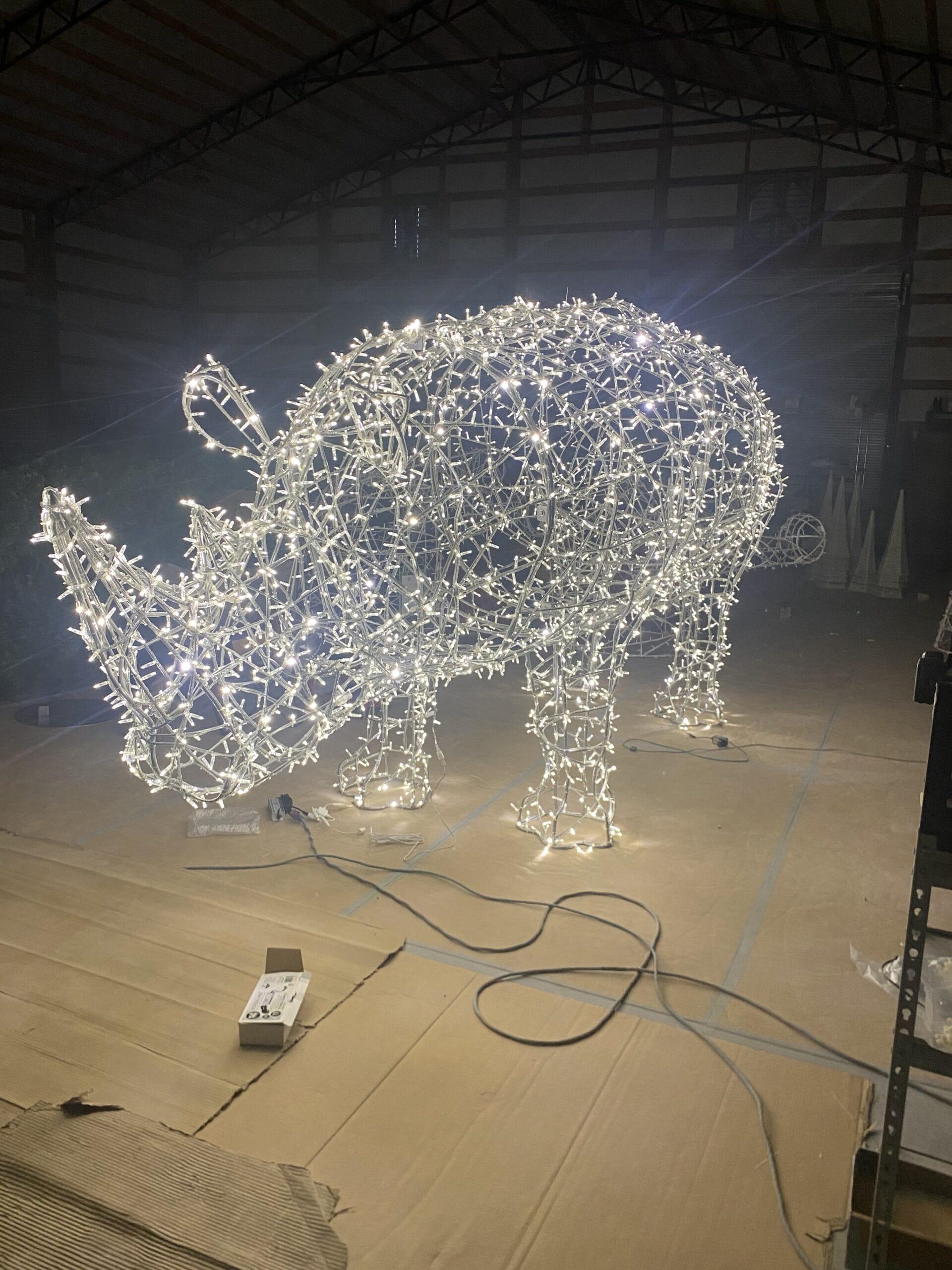 3D Rhinoceros Light Display - Creative Displays