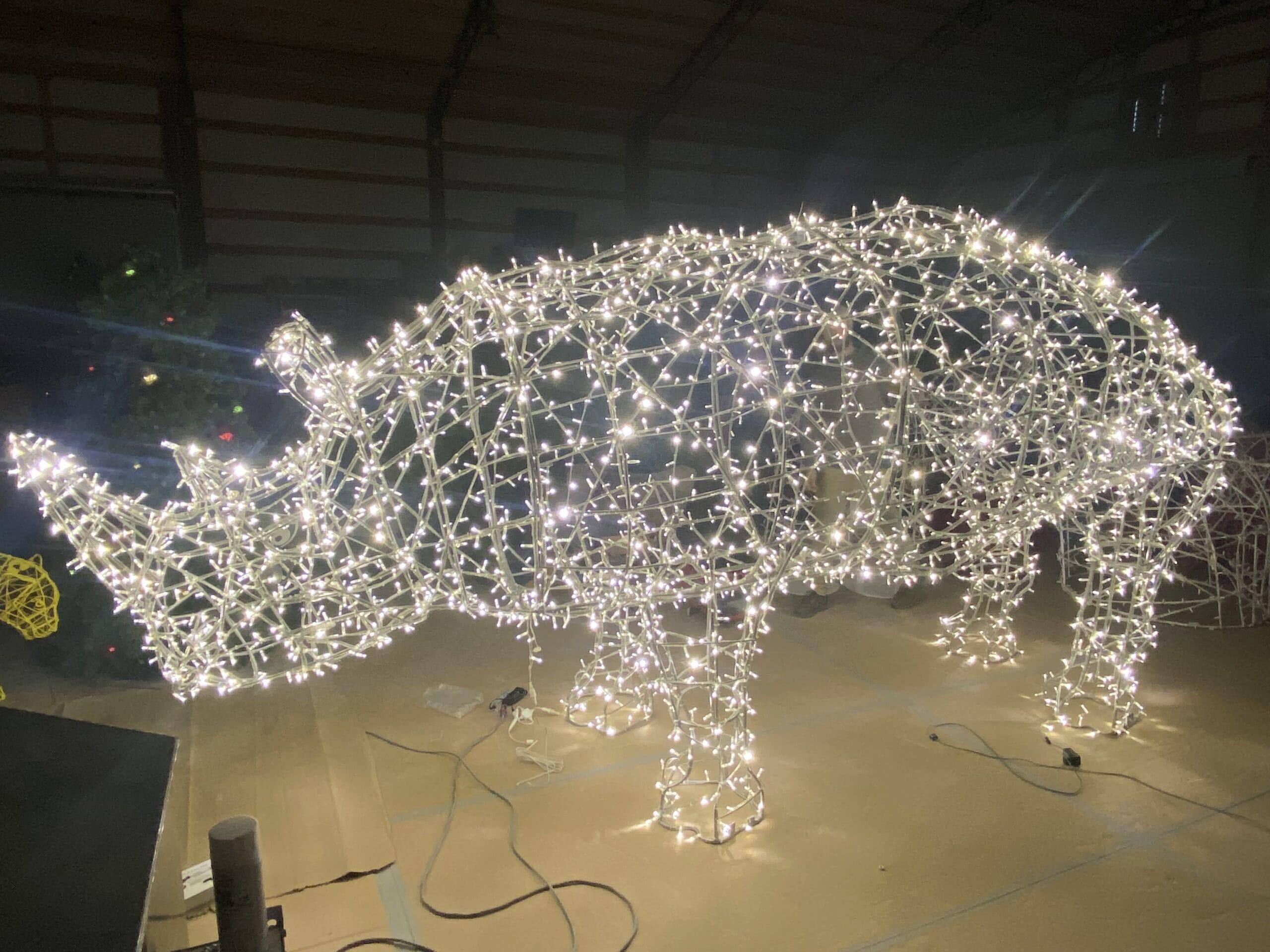 3D Rhinoceros Light Display - Creative Displays
